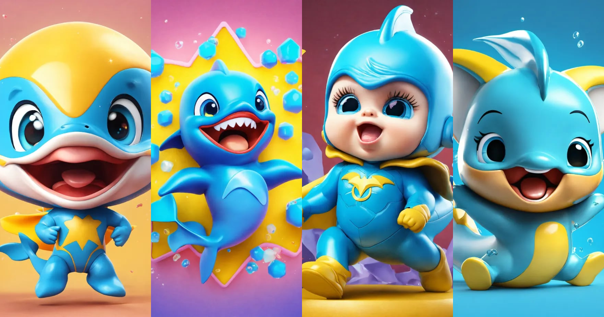 Lexica - Superhero, dolphin baby, cartoon, 3d, cute scream, icon, yrlow ...