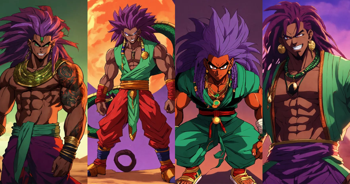 Lexica - African dragon ball z anime styled character, muscular ...