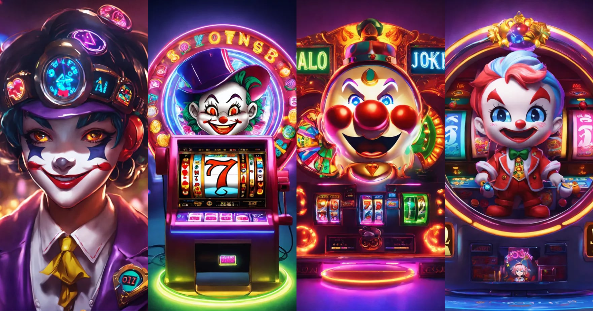 Lexica - Q version Character cutie circle joker ，slot machine backgroup ...