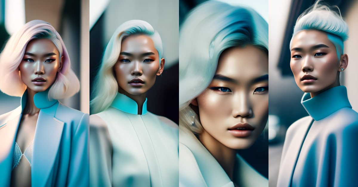 Lexica - Portrait of haute couture beautiful blond Asian fashion model ...