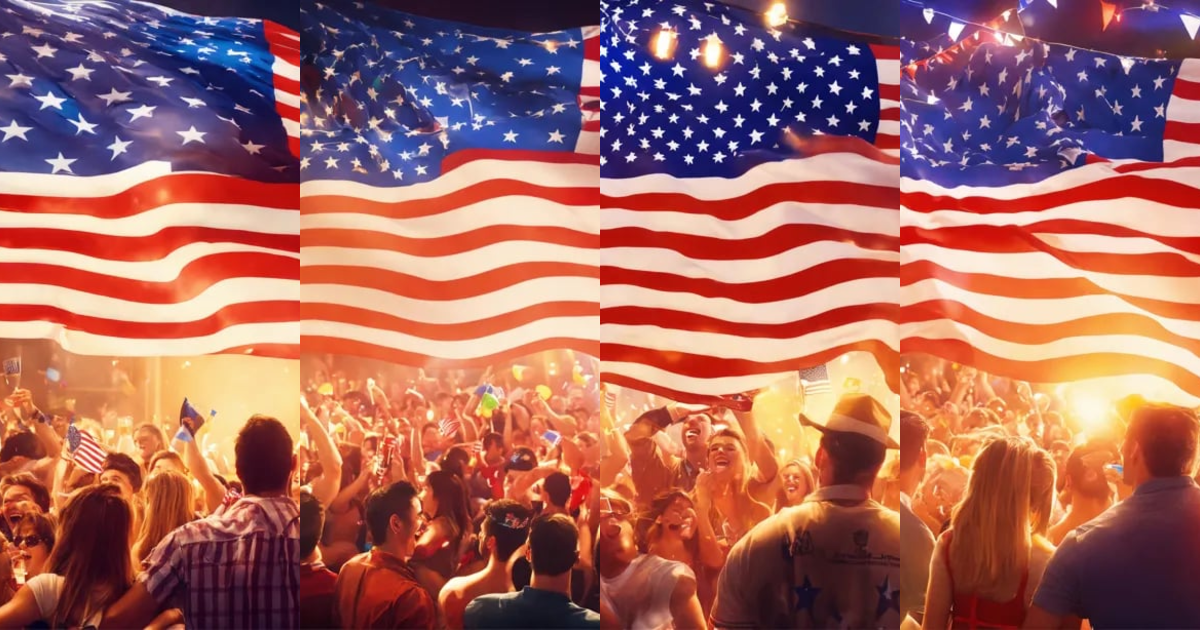 Lexica - Create a poster for a party USA themed. It must show people ...