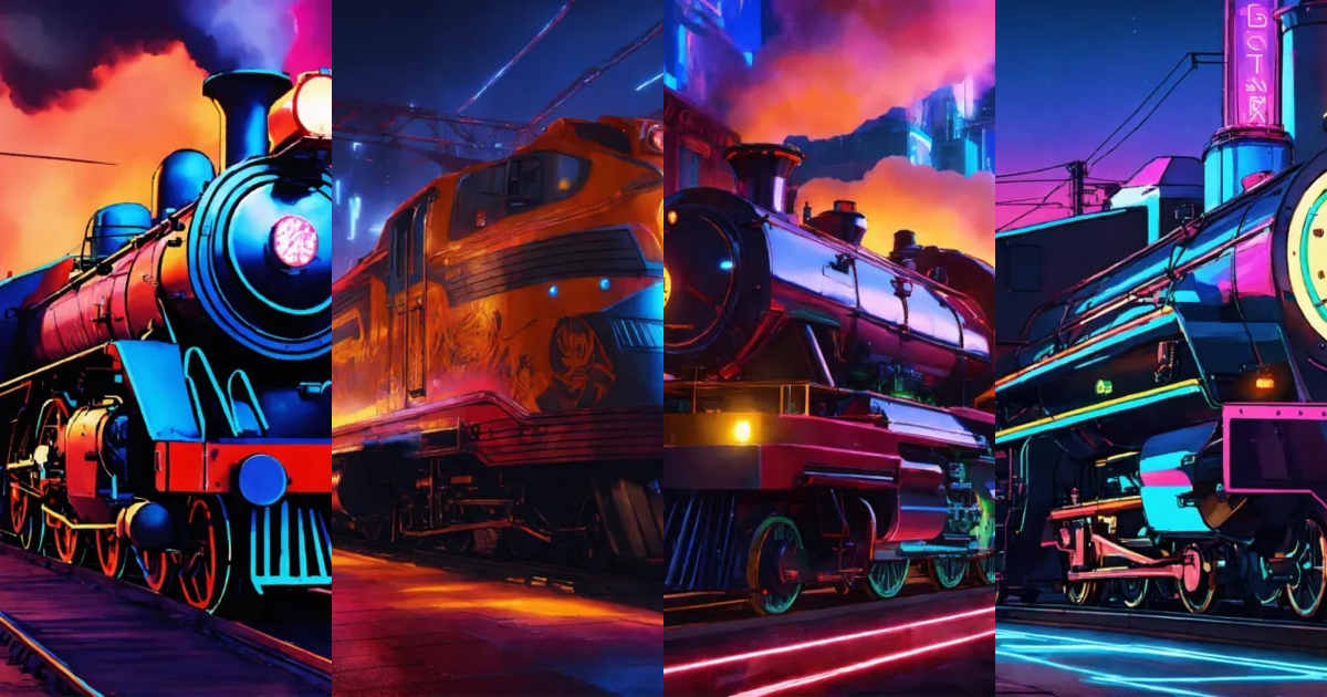 Lexica - 8k , masterpiece,Running in Neon City,Future steam locomotive