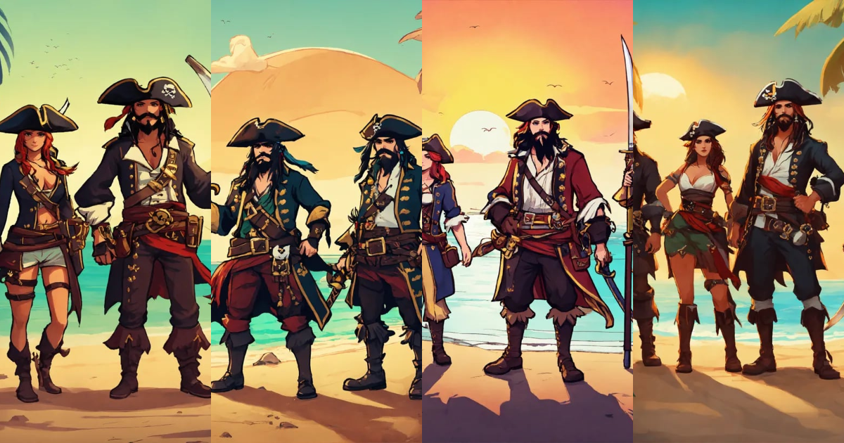 Lexica - (standing pirates wth crossed sabers), (full height), on the ...