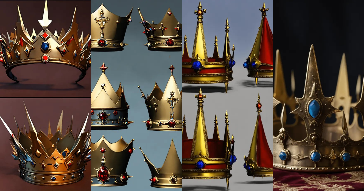 Lexica - Create a crown Medieval king crown with 5 spike in front, it ...