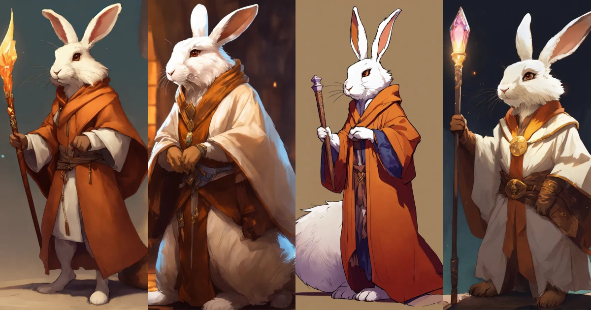 Lexica - Beautiful art, hare wizard, rabbit wizard, white robe, brown ...