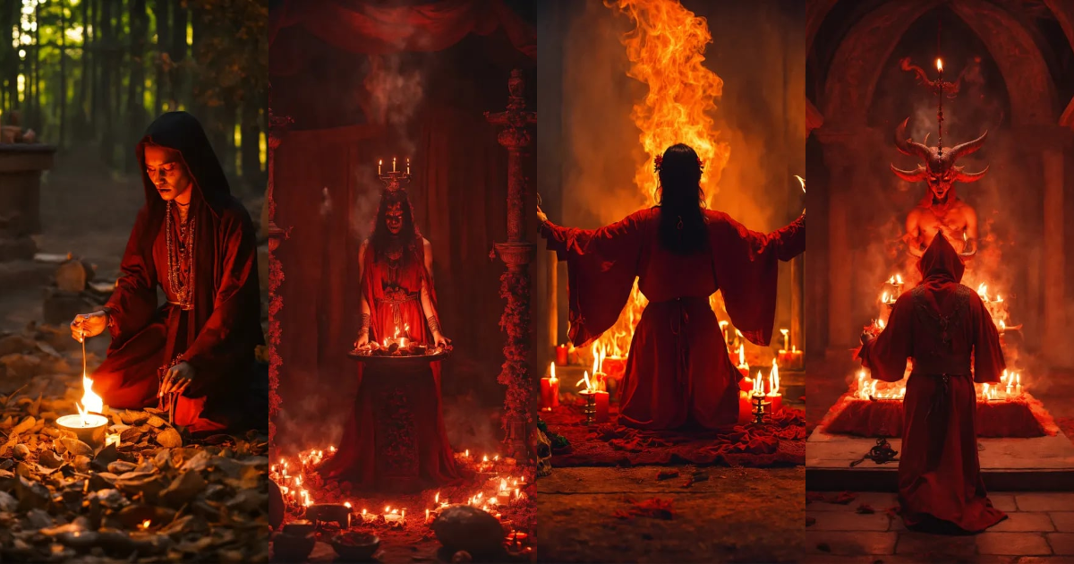 Lexica - A person performing forbidden rites to summon the devil ...