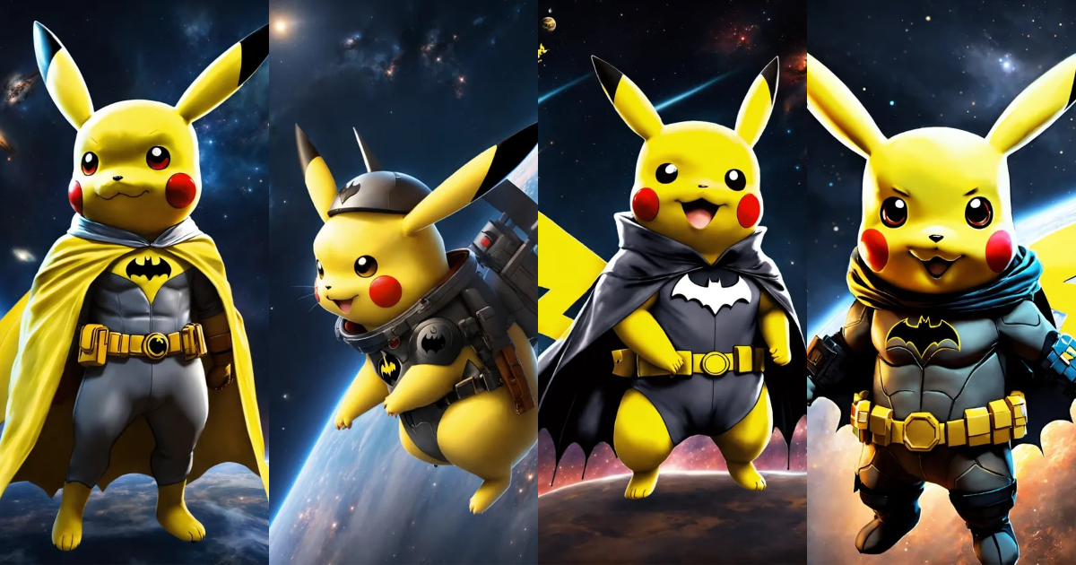 Lexica - A realistic Pikachu like Batman in space.