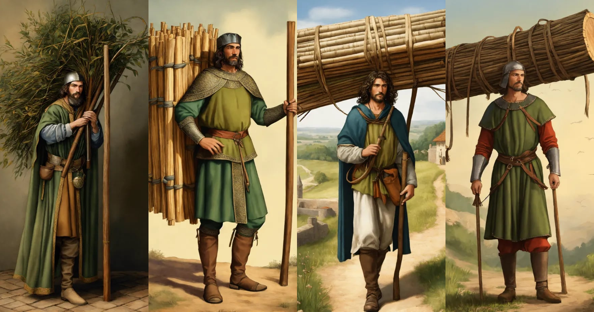 Lexica - Illustrated realistic, A man from medieval ages, carrying 10 ...