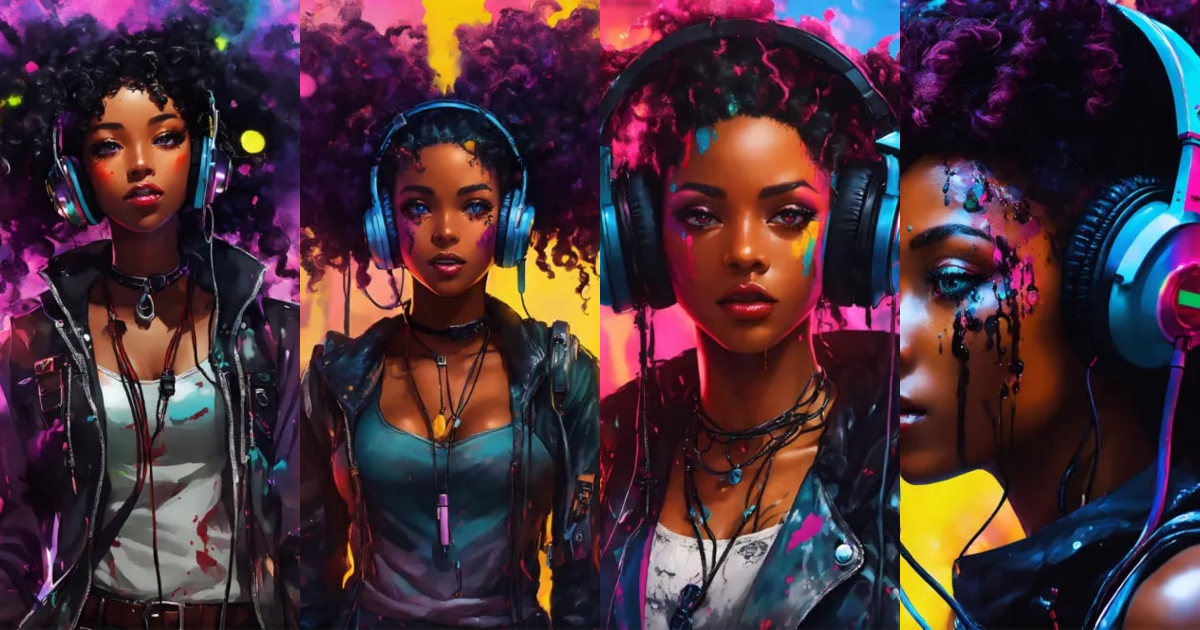 Lexica - Full body rendition of a Gothic-punk African American deep ...