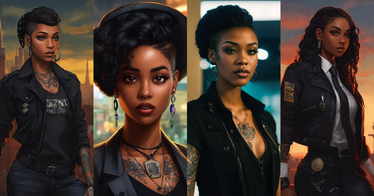 Lexica - Agent Tom, an 23 year old, goth, black female with tattoos who ...