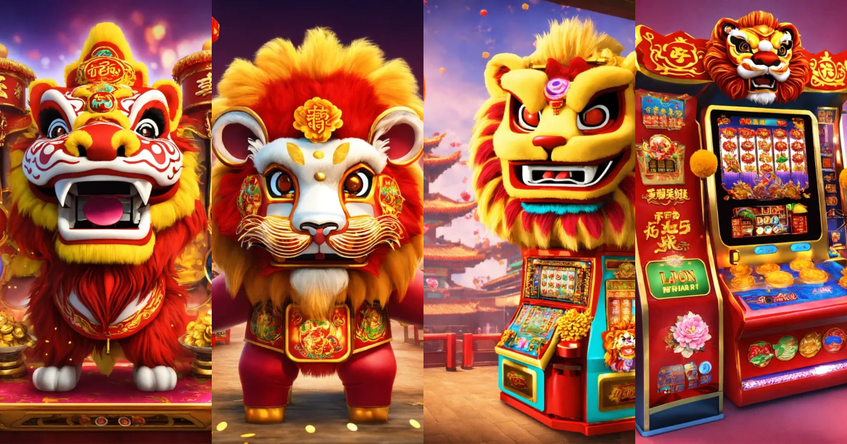 Lexica - 3d lion dance slot machine icon