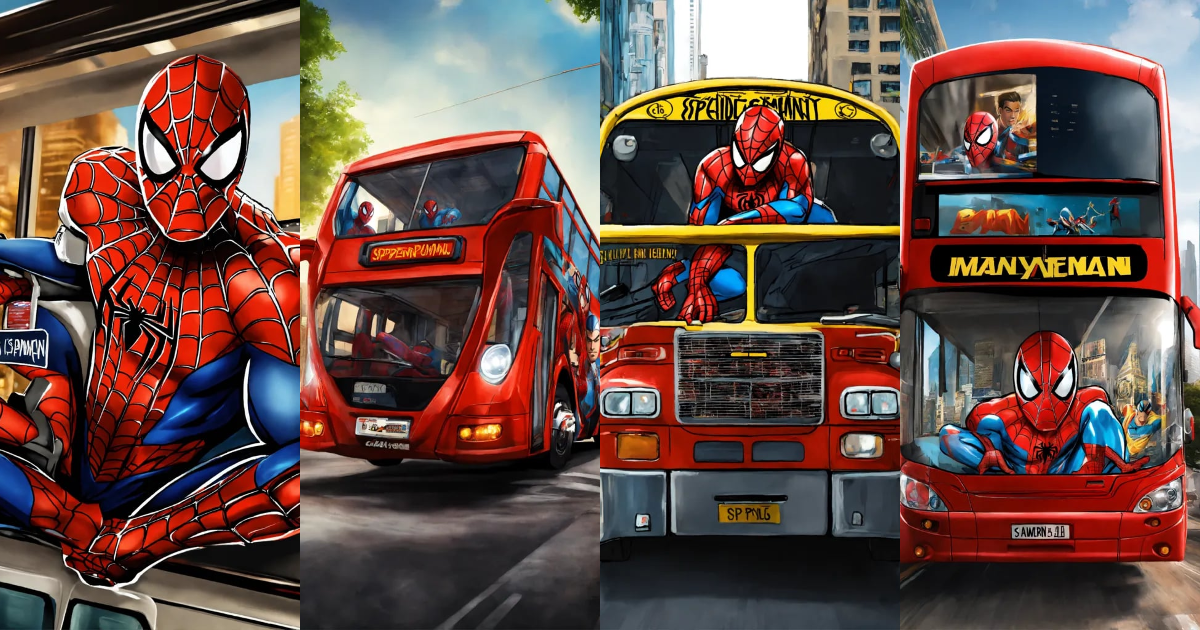 Lexica - Bus desain spiderman ,caricature