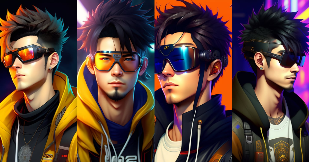 Lexica - Cyberpunk programmer anime boy wearing hoodie, with messy hair ...