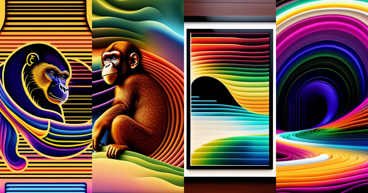 Lexica - Two color drawing of sound waves and a monkey