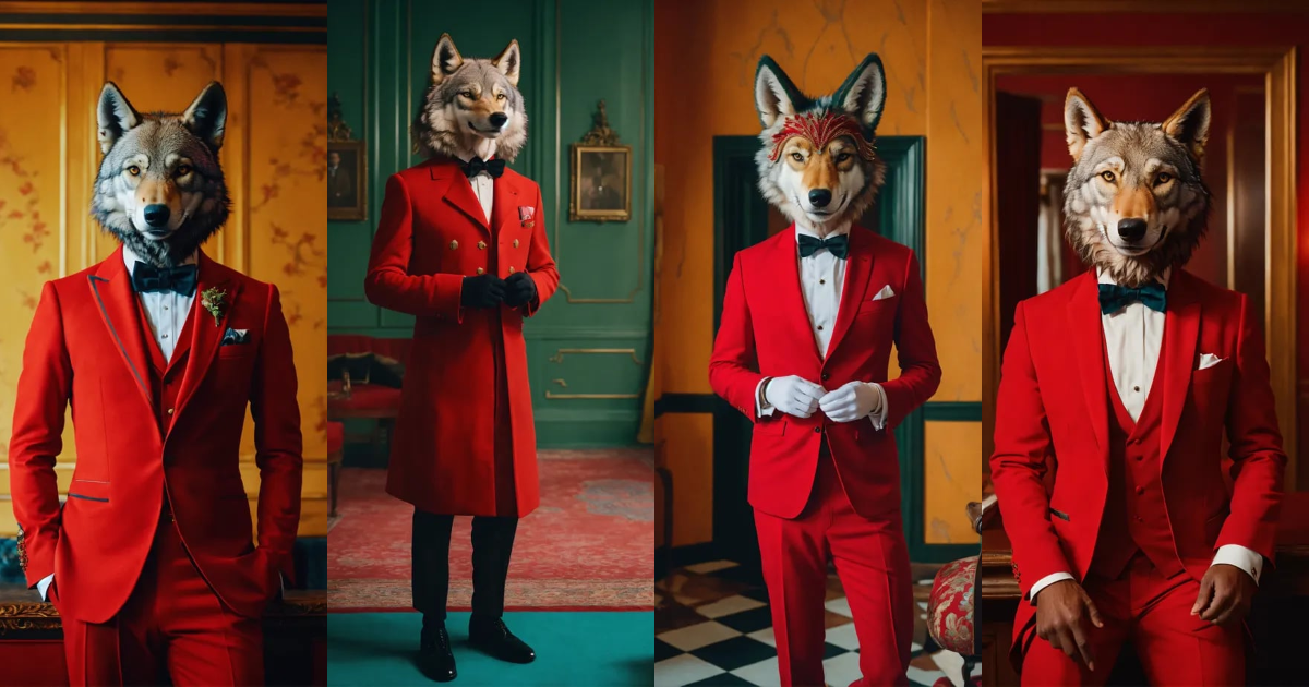 Lexica - Award - Winning Cinematic Still of wolf-Headed butler posing ...