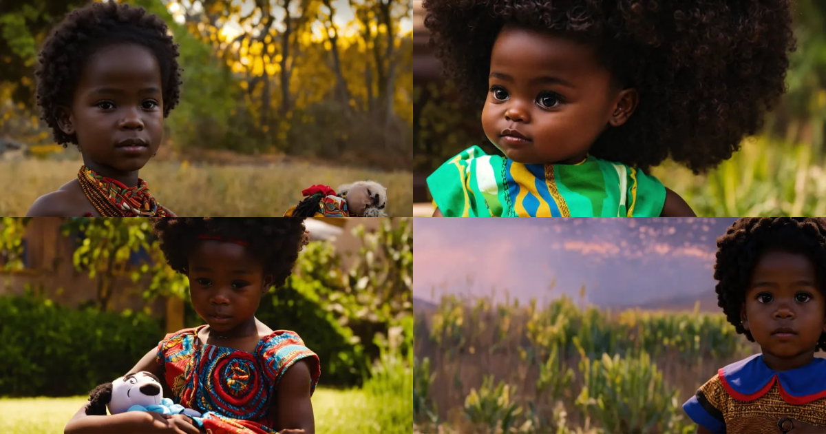 Lexica - Oba, the little African-American boy, holding his doll, Mata ...