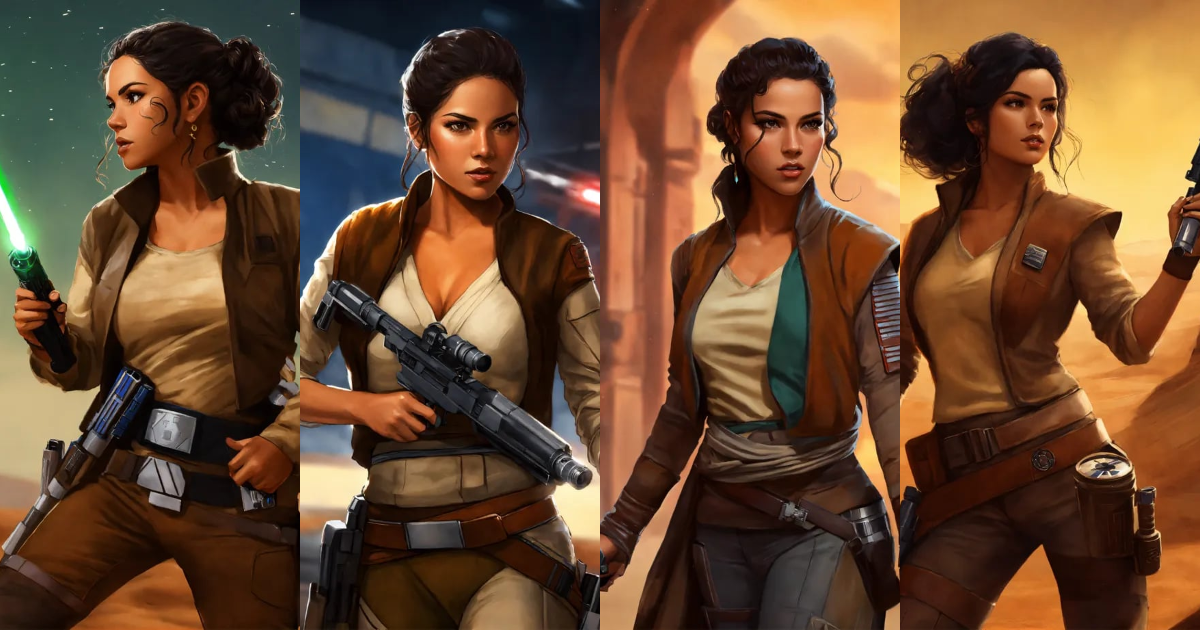 Lexica - Digital art of a hispanic Star Wars smuggler woman in an ...