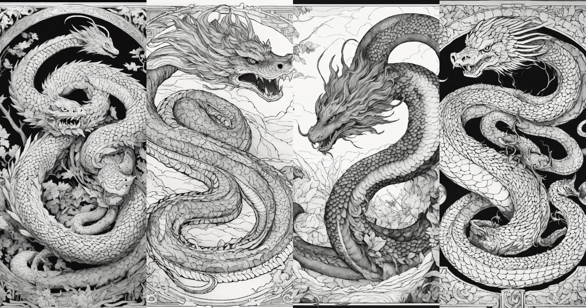Lexica - A detailed Shadow Serpent black and white image for a coloring ...