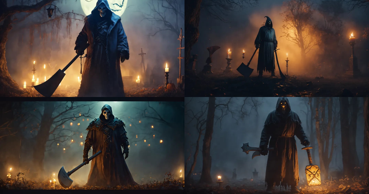 Lexica - A very scary Ghostface holding a large axe, Halloween, night ...