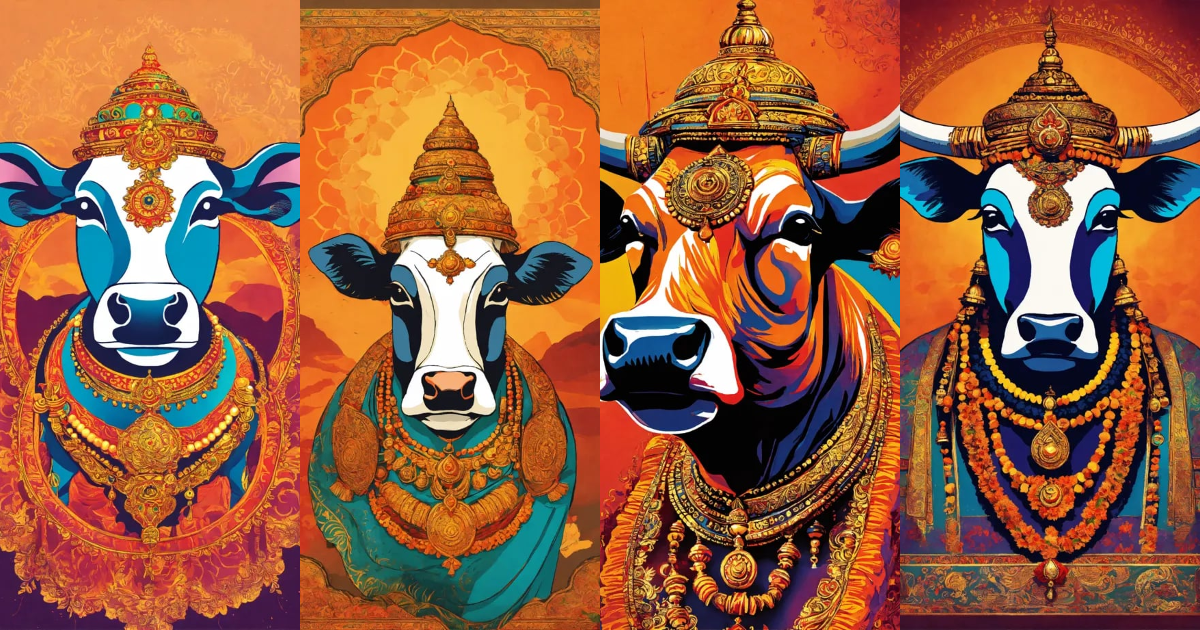 Lexica - Hindu cow worship, graphic design, breathtaking