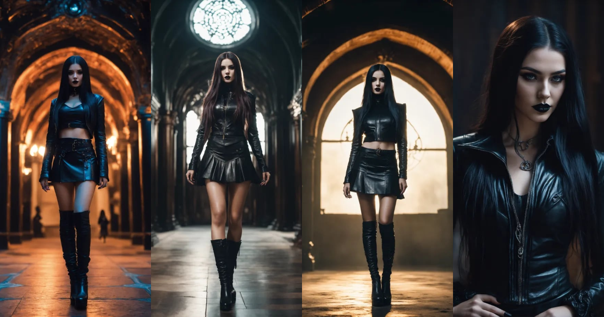 Lexica - Beautiful Extremely goth model young girl wearing black ...