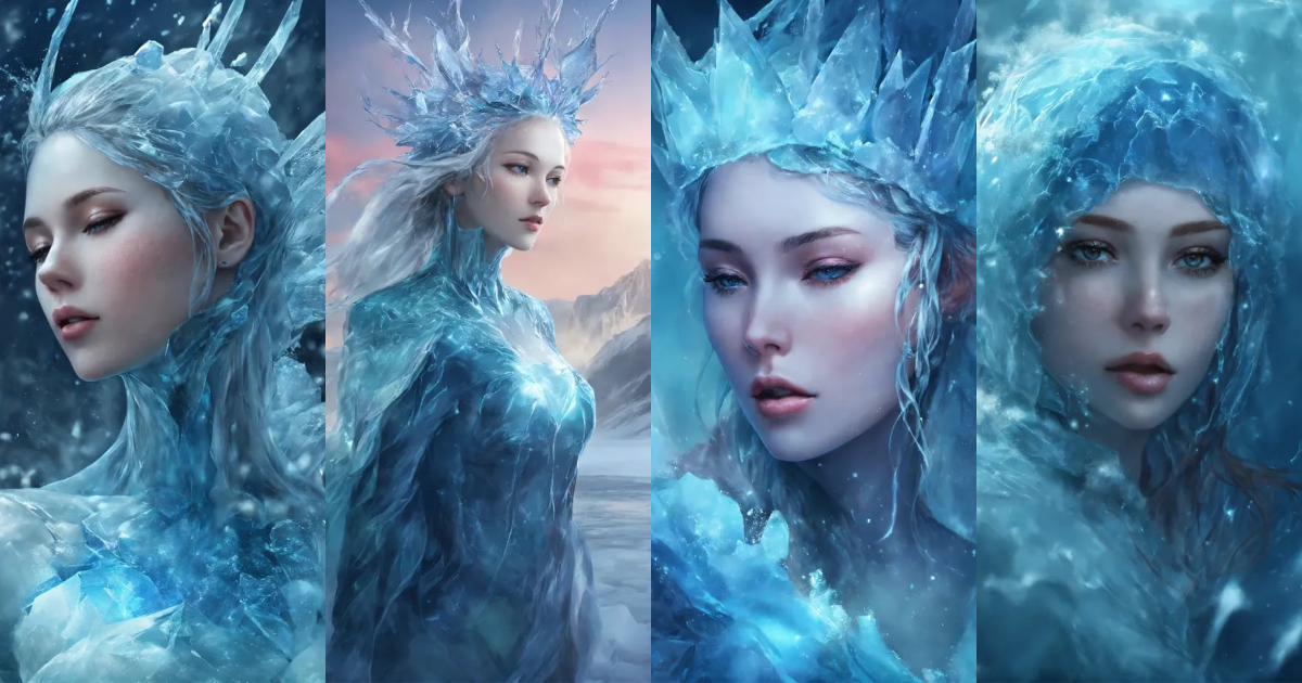 Lexica - Human frozen in ice, digital art, cocytus