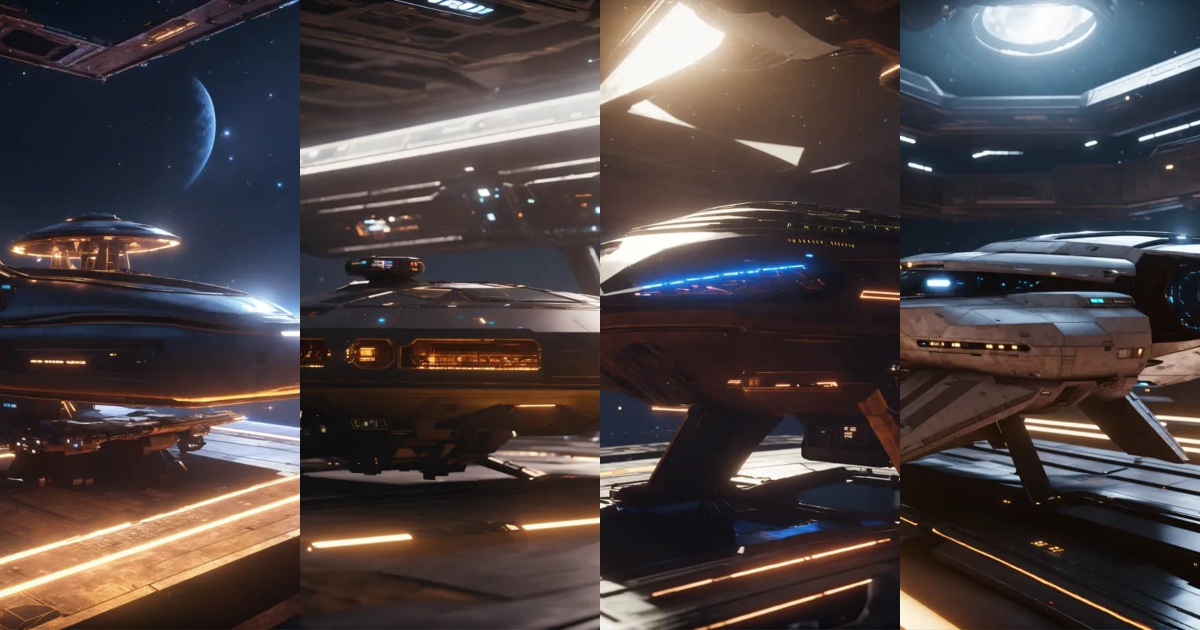 Lexica - Small Dark alien speeder docked in space on a star dock, 8K ...