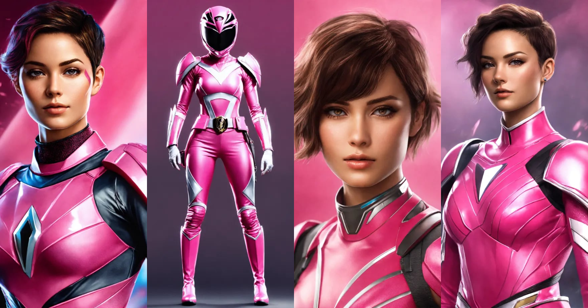 Lexica - Realistic image of the pink power ranger. She is a female in ...