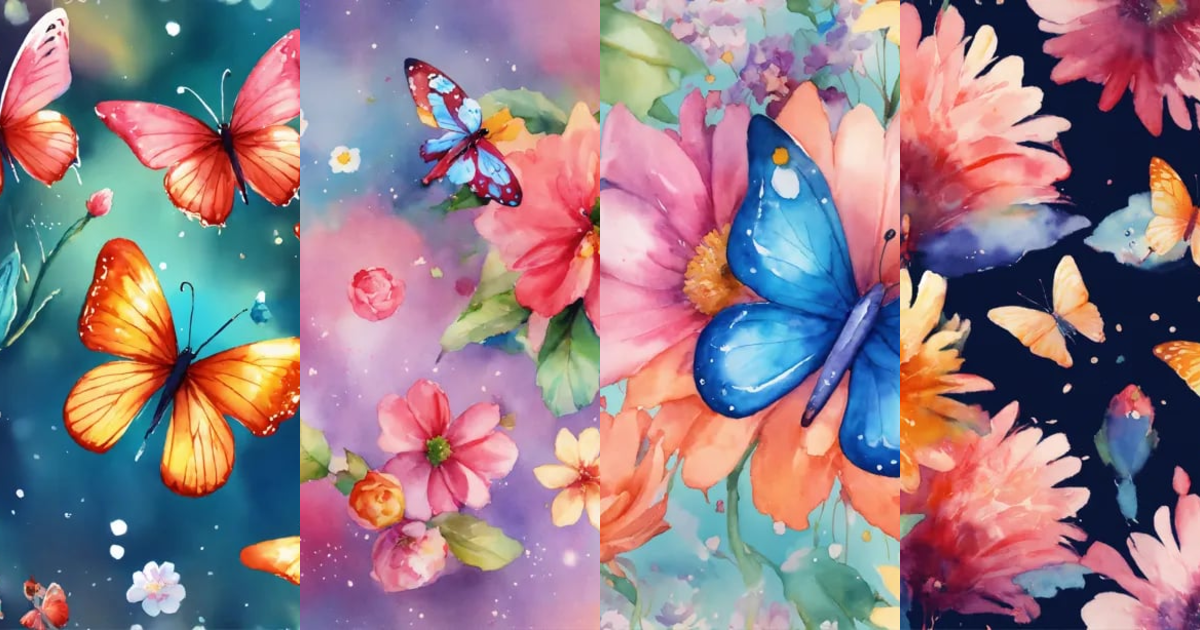 Lexica - Seamless pattern floral vignette ,colorful paint dripping ...