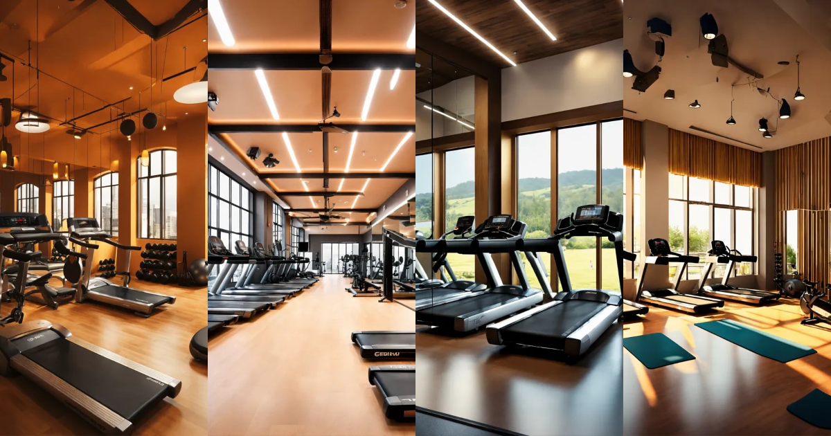 Lexica - Design of a gym with all heavy equipments and mirrors and good ...