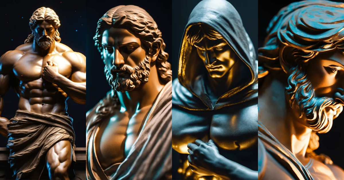 Lexica - Simple muscular greek god statue with middelparting hair with ...