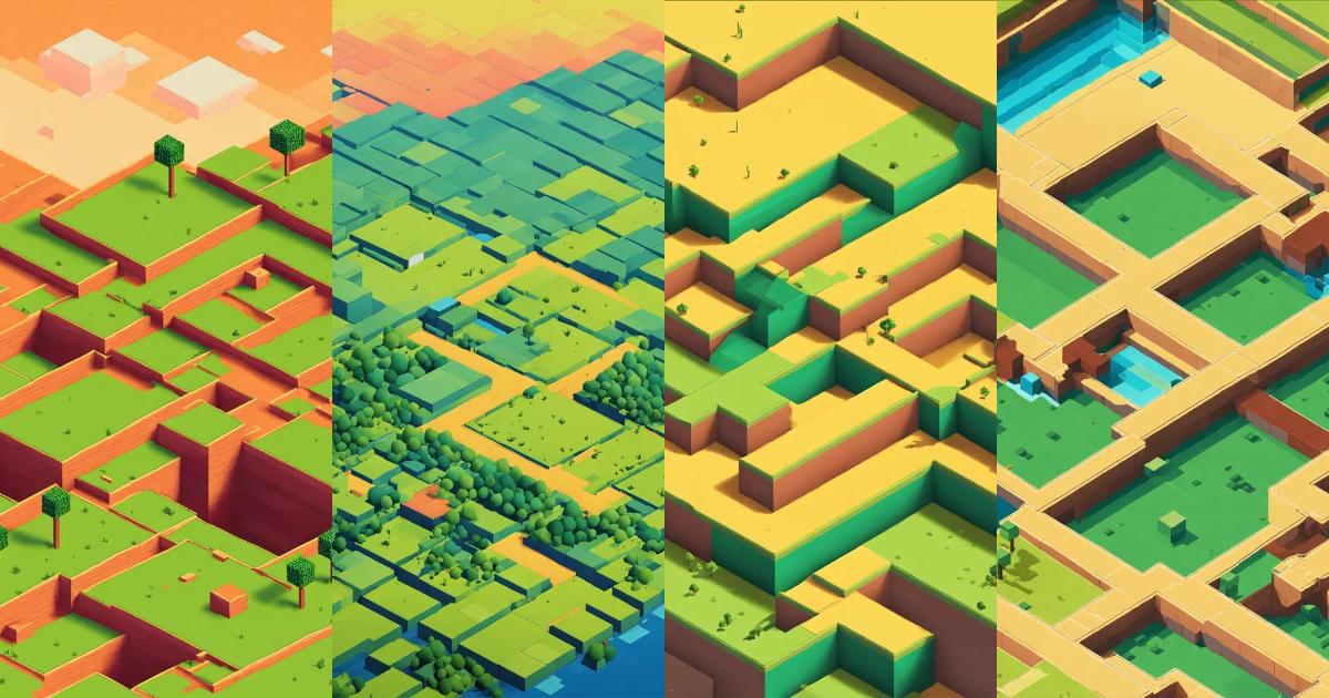 Lexica - Simple blocky pixel 2d isometric flat empty plain landscape ...
