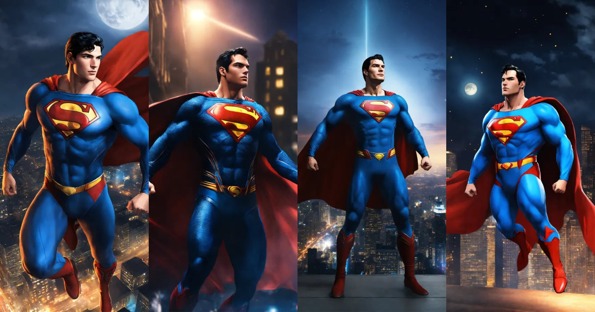 Lexica - A realistic Superman with the ability to fly, against a night ...