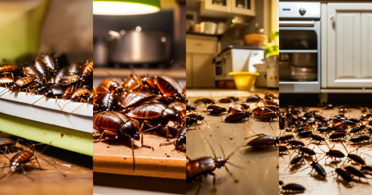 Lexica - Cockroaches scurrying around in a kitchen, causing chaos.