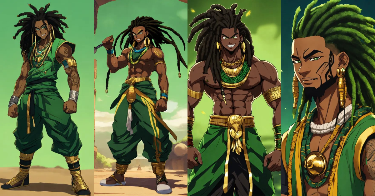 Lexica - African dragon ball z anime styled character, athletic build ...