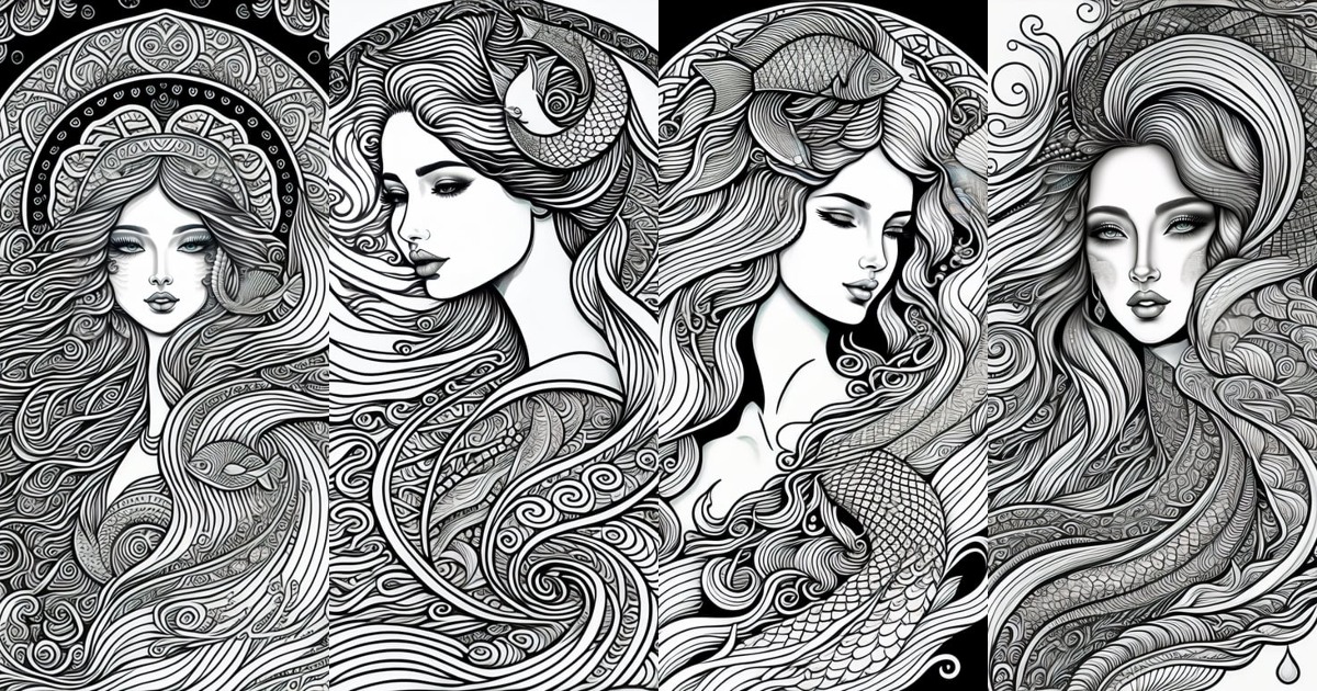 Lexica - "Goddess of the Sea" is a coloring page featuring a detailed ...