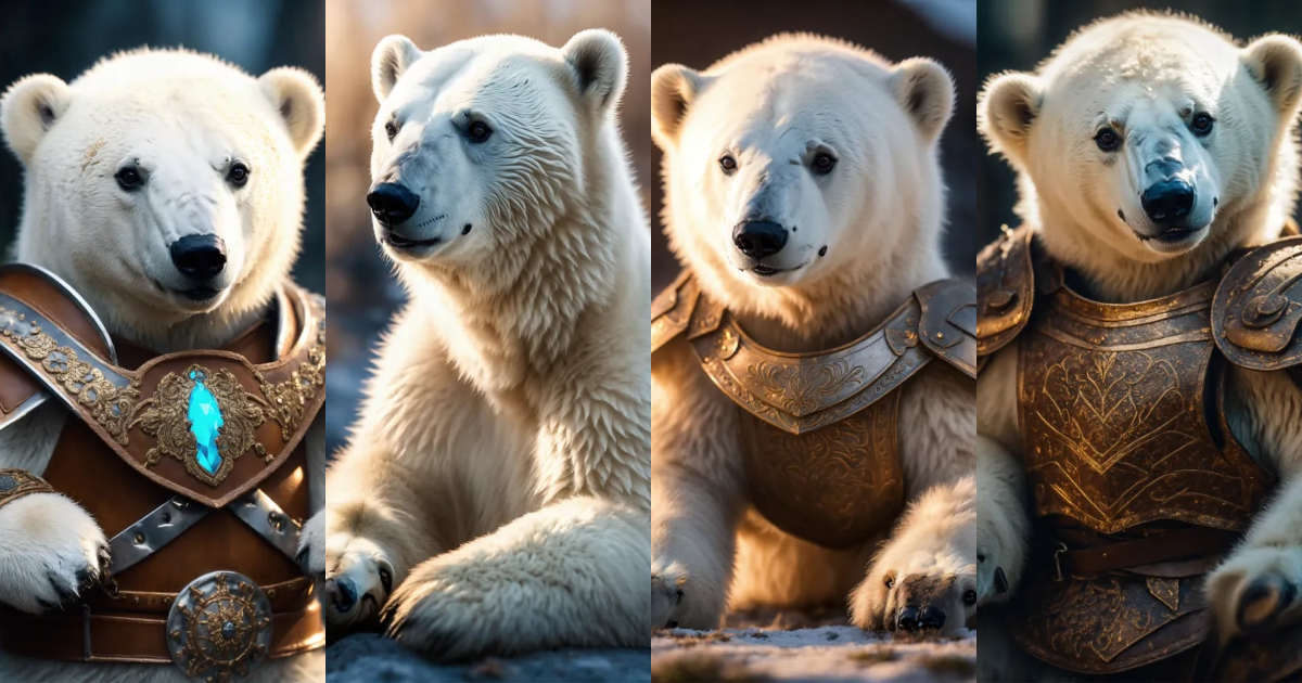 Lexica - Polar bear cub, leather armor, fantasy, best quality, full ...