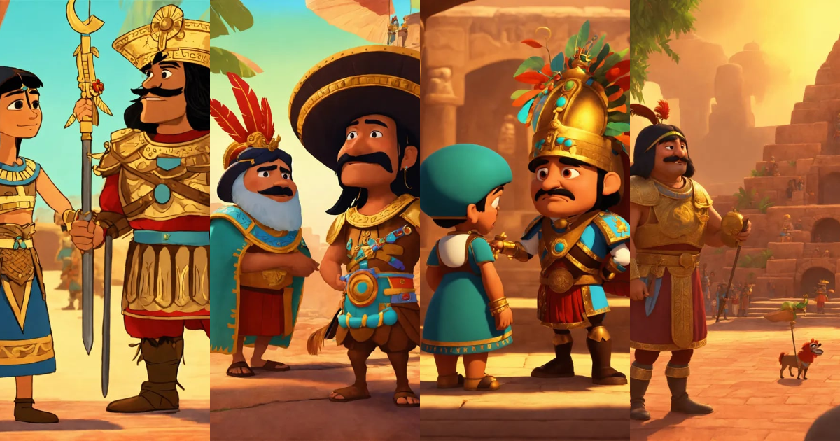 Lexica - Pixar animation of a Sanish conquistador meeting moctezuma the ...