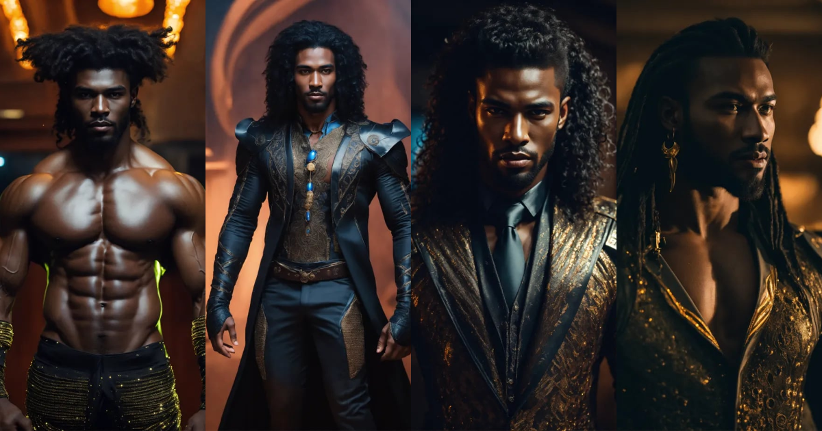 Lexica - Handsome human-looking alien male. With black skin. Arab ...