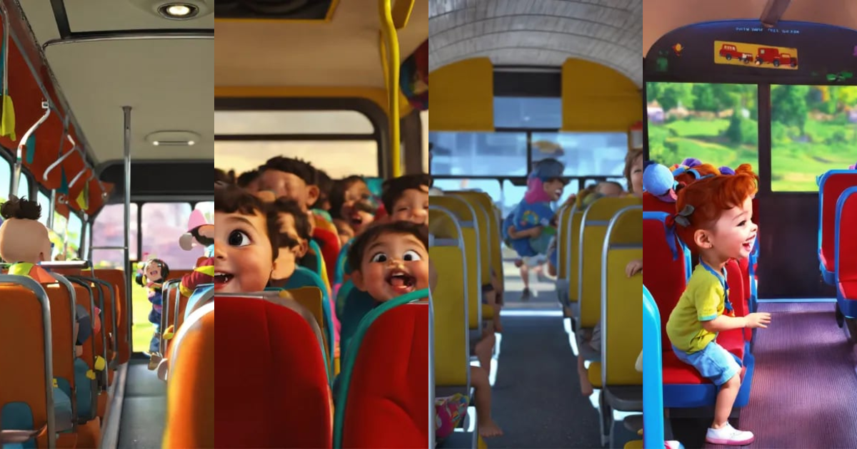 Lexica - The sweet little baby and children sitting in the bus are ...