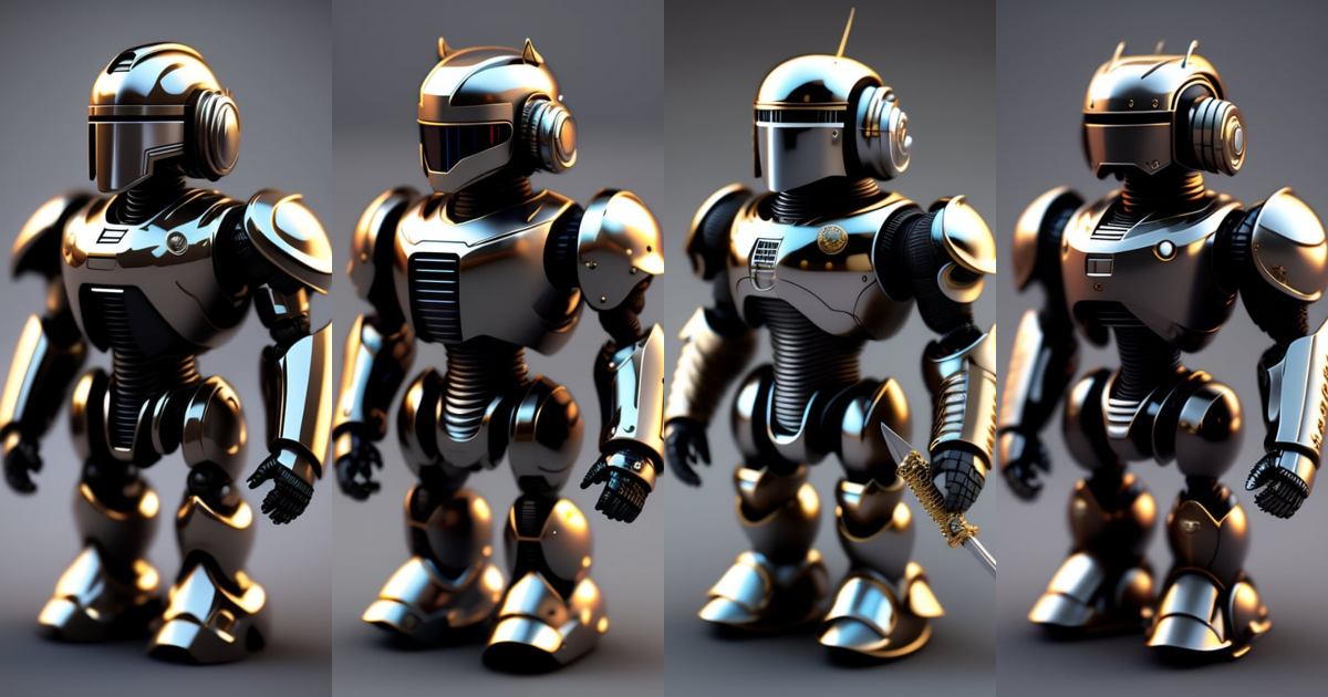 Lexica - Cute 3d render of toy art robocop holding a sword