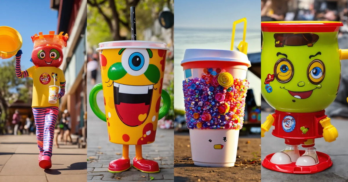 Lexica - Crazy cup charcter plastic cup shape walking