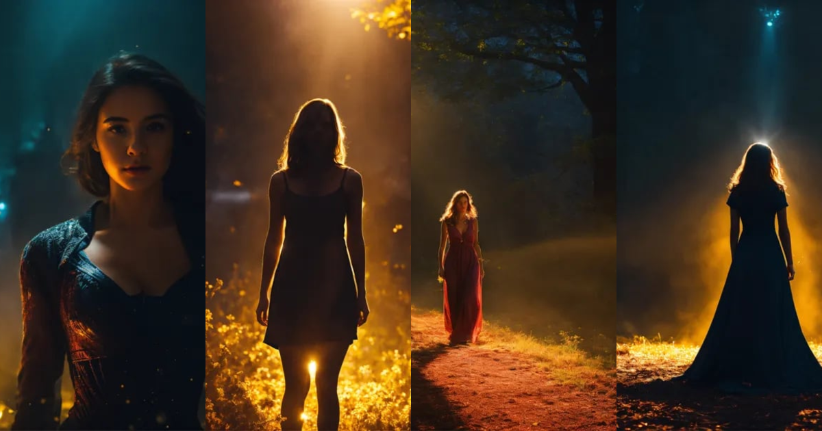 Lexica - Create an image of a woman emerging from the darkness into the ...