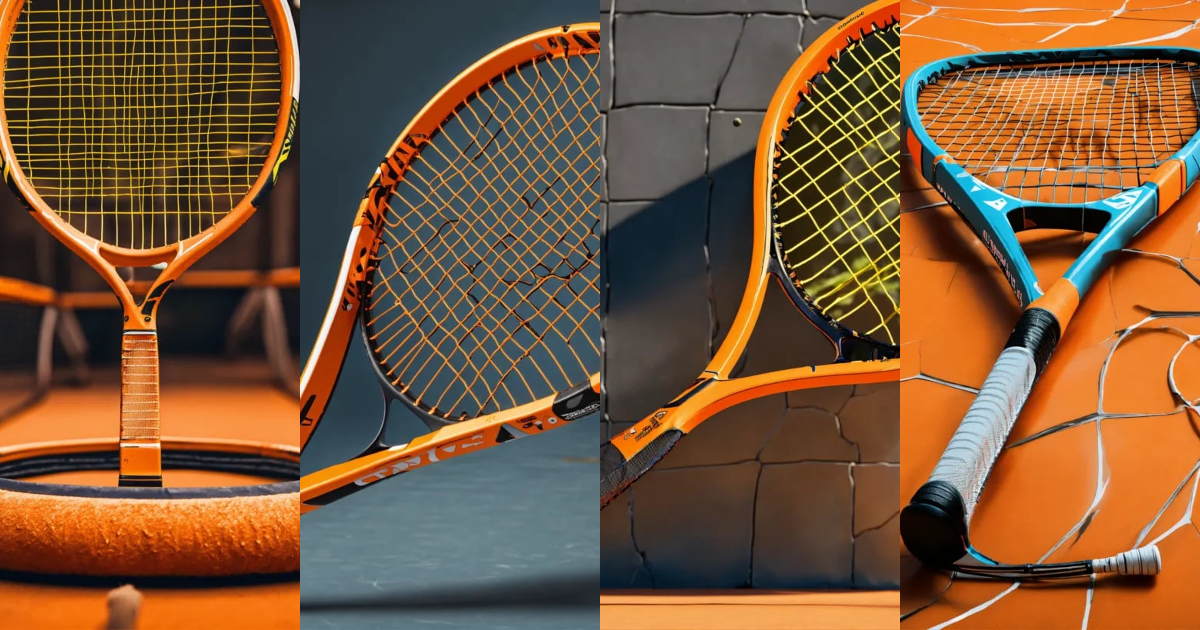 Lexica - Orange broken futuristic tennis racket
