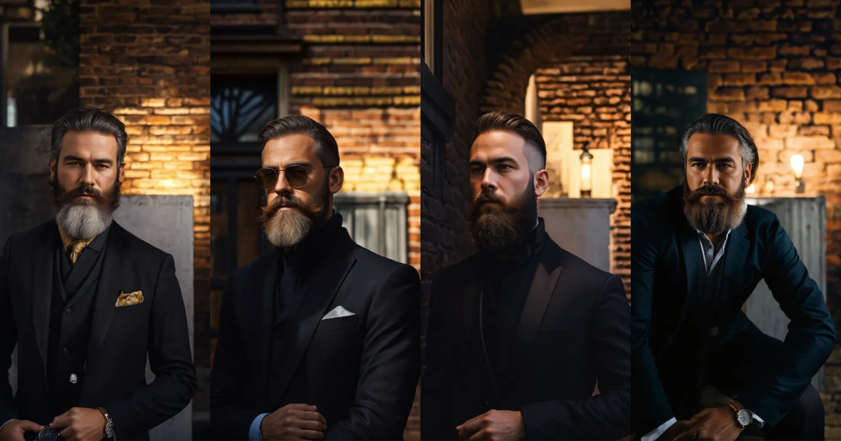 Lexica - Wealthy man with beard in front of brick wall hyper realistic
