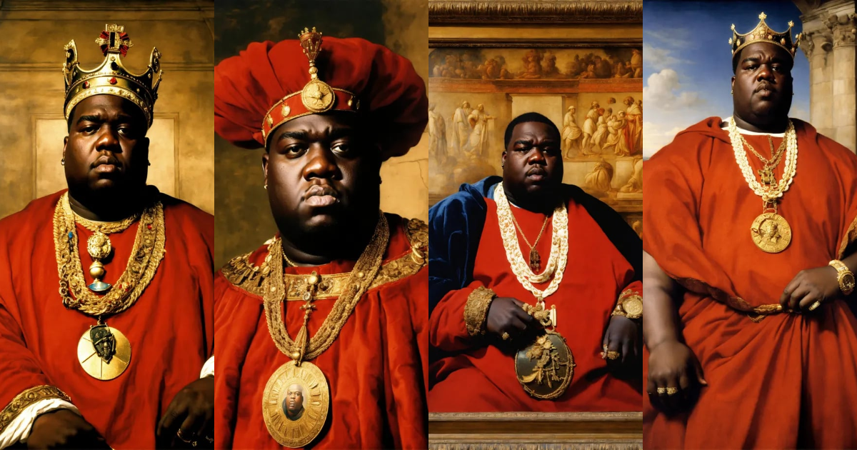 Lexica - Notorious BIG wearing Royal roman attire portraying Pompey the ...