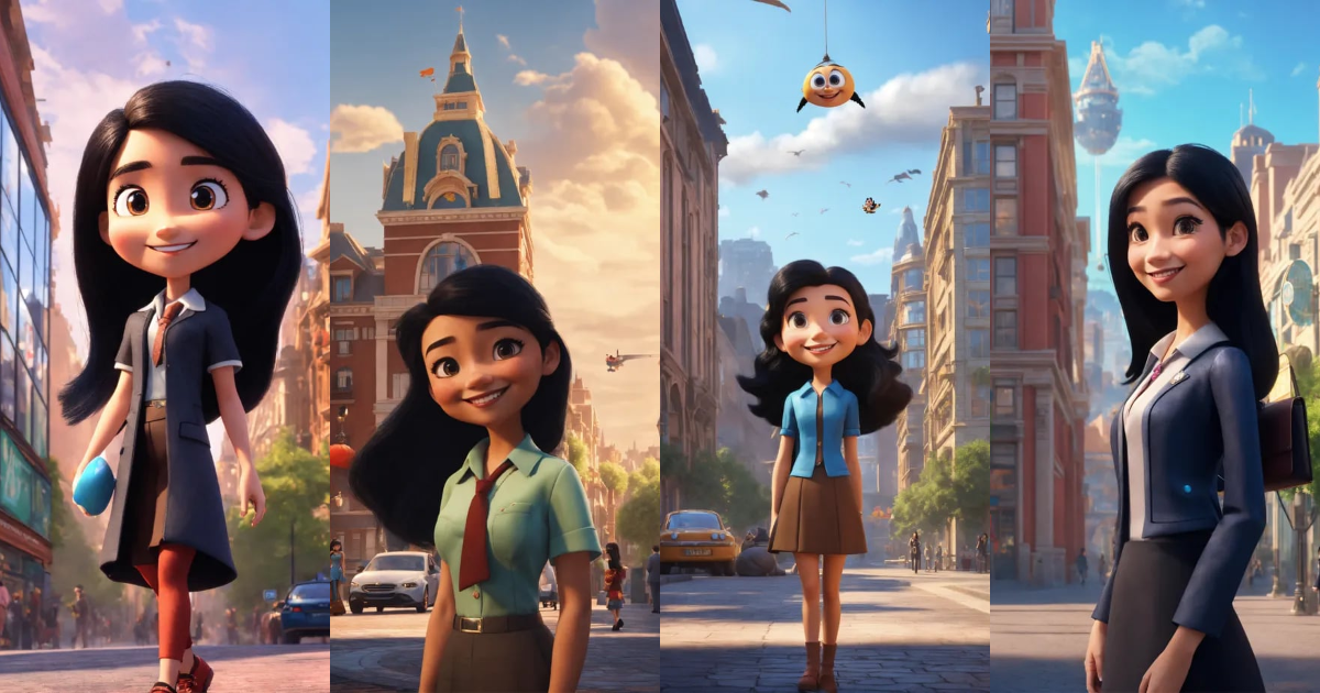 Lexica - A 3d pixar disney style pôster, with a beautiful girl in the ...