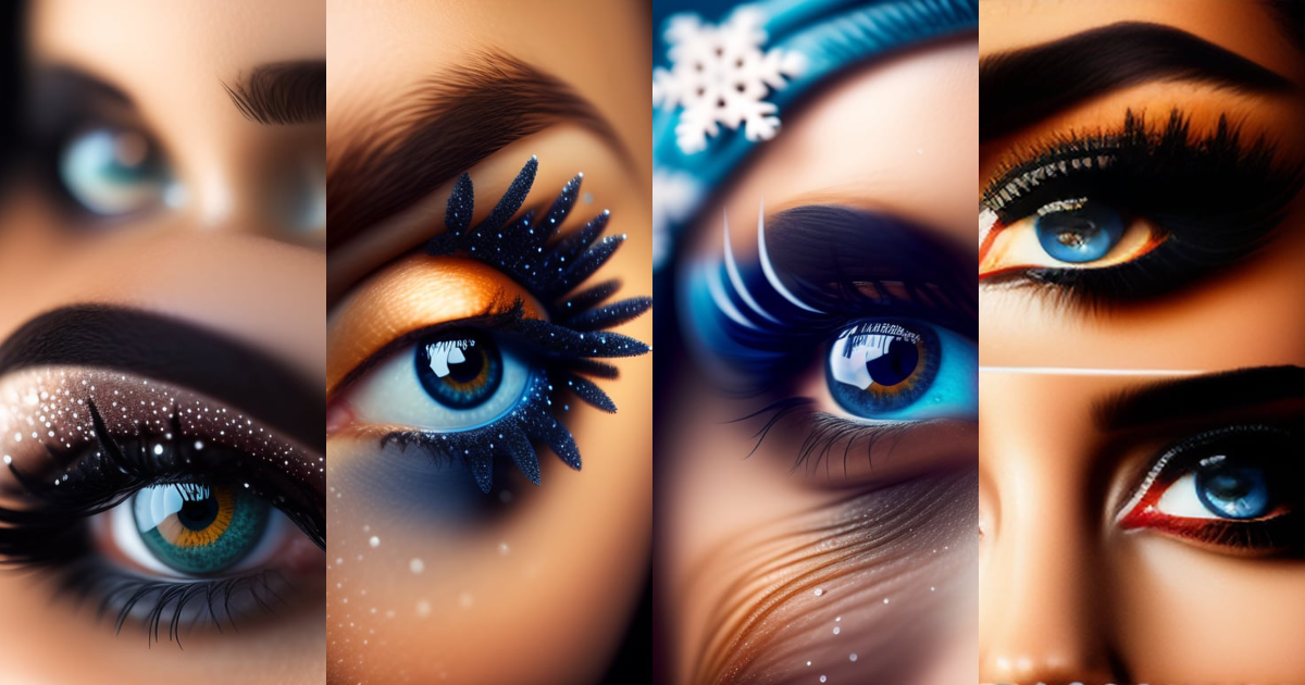 Lexica - Set of eyes snowflakes on eyelashes