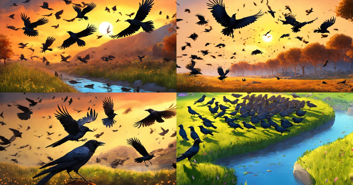 Lexica - Generate an image of flock of crow in search of water, 3d ...