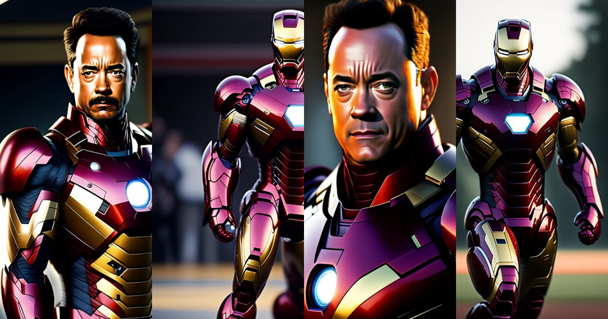 Lexica - Tom hanks as iron man without helmet in front of the school
